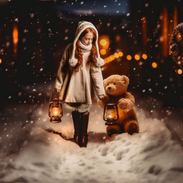 Christmas Snowy Night Digital Background for Creative Composite Images ...