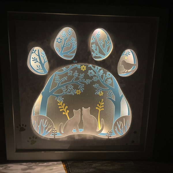 2,3,4 Cats Paw Shadow Box SVG, 3d Papercut SVG, Layered Paper Art ...