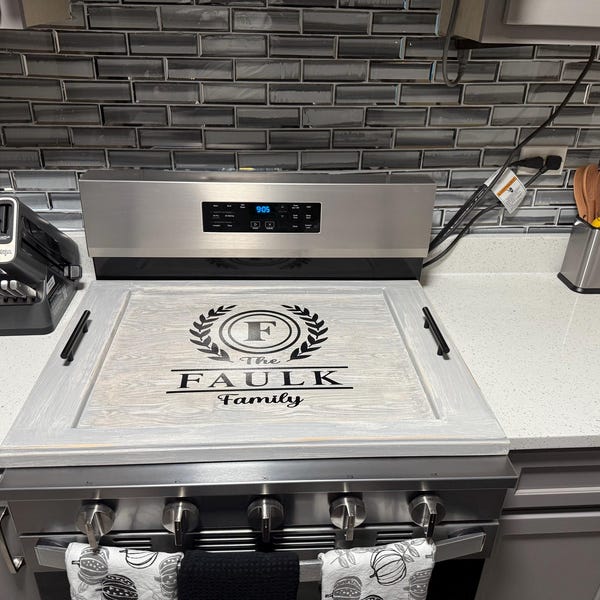 Custom Stove Top Cover | 5 Rustic Styles | Vintage Grain Finish ...