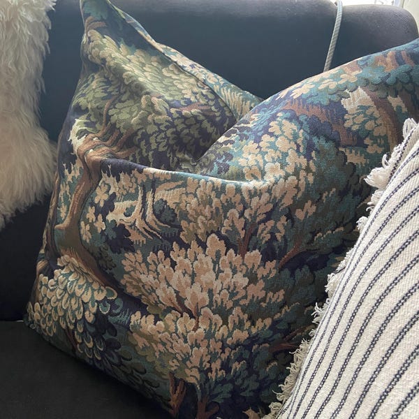 Moody Forest Pillow, Forest Tapestry Pillow, Into the Woods Printed ...