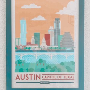Austin Print Texas Poster Travel Poster | Etsy UK