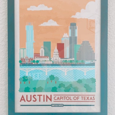 Austin Print Texas Poster Travel Poster - Etsy