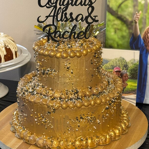 Custom Cake Topper, Gold Glitter, Personalized Cake Topper, Custom Text ...