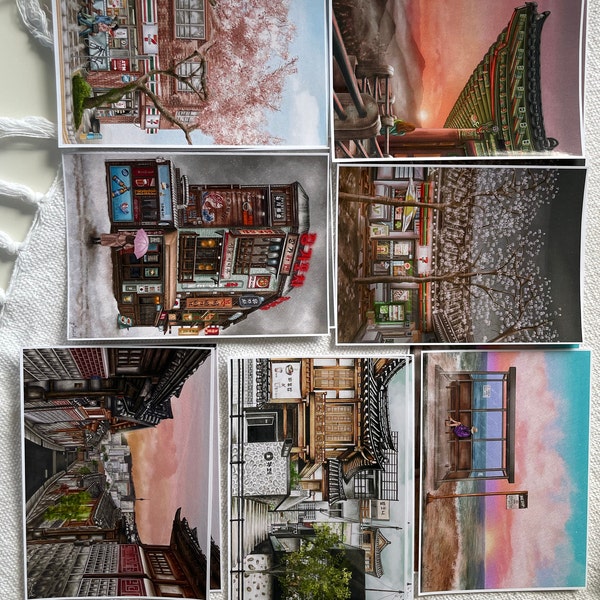 Korean Street Scenery / Seoul Korea Architecture Drawing/korean Wall ...