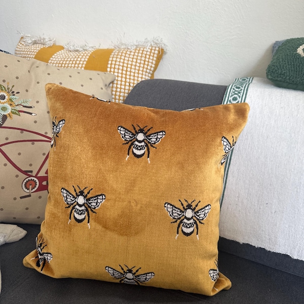 Bee Pillow COVER Only-bumble Bee Pillow-yellow Bee Pillow-queen Bee ...