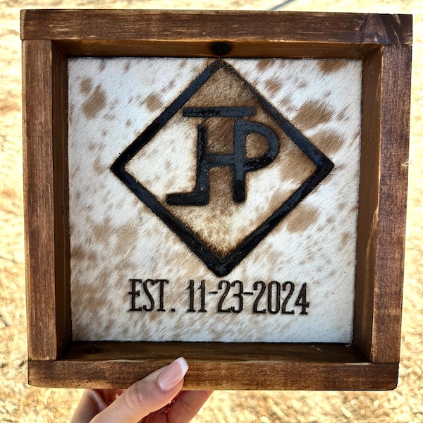 Cowhide Branding Frame, Cowhide Wood Sign, Family Heirloom, Unity ...