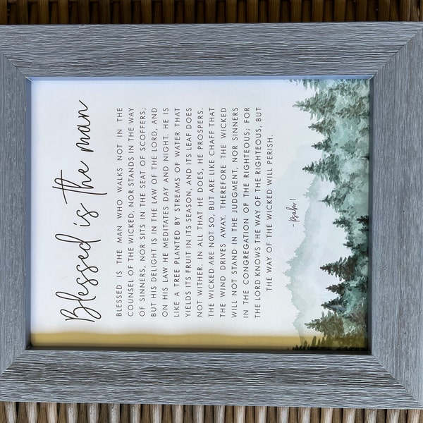 Psalm 1 ESV Blessed is the Man Bible Verse Wall Art Scripture Quote ...