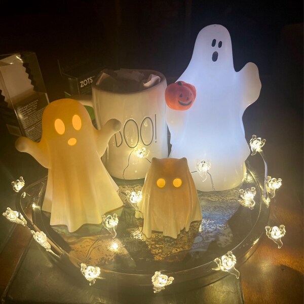 Spooky Ghost Decoration With Flickering LED Tealight Candle | Cute ...