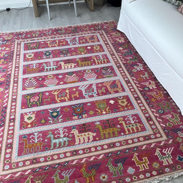 Pink Persian Style Rug 5x8, 6x9, 8x10, 9x12, 10x14 Ft Antique Hand ...
