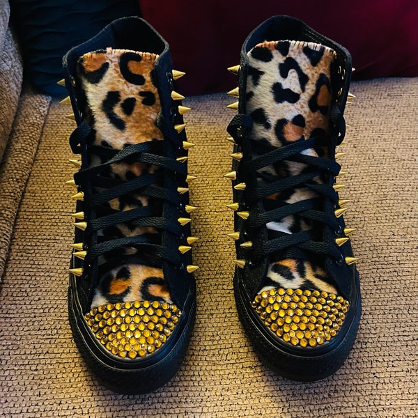 Leopard Spiked Converse Chuck Taylor All Star Shoes - Etsy