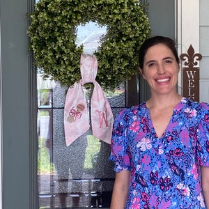 Cardinal Red Toile Holiday Wreath Sash for Front Door, Custom Monogram ...