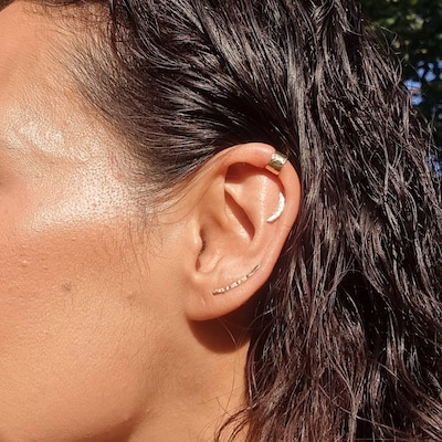 Silver Helix Cuff Ear Cuff Double Helix Cuff Hammered Ear Cuff ...