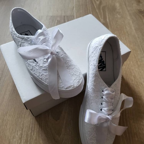 Custom Vans Bridal, Ivory Wedding Vans for Bride, Customized Vans ...