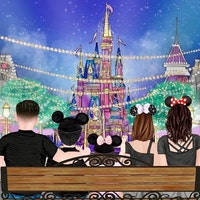 Custom Disney Inspired Portrait, Personalized Print for Family, Friends ...