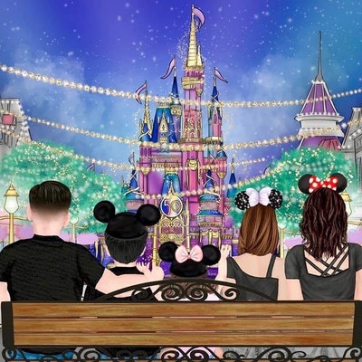 Custom Disney Inspired Portrait, Personalized Print for Family, Friends ...