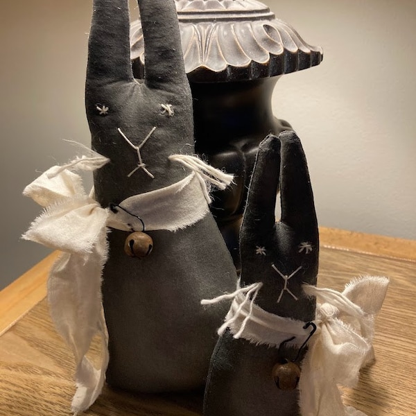 Black Hares Epattern...primitive Easter Spring Bunny Rabbit Cloth Doll ...