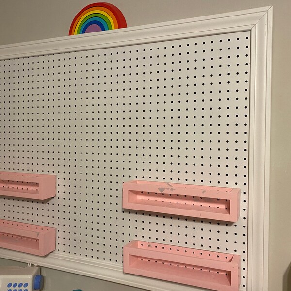 44" X 35" Beautiful Framed Pegboard | Peg Board Organizer | Craft Room ...