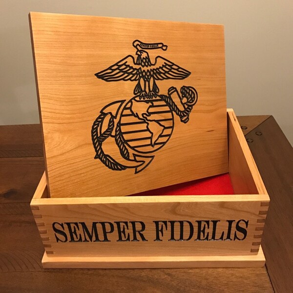 Personalized Marine Corps Letter Keepsake Box - Engraved Wood Box ...