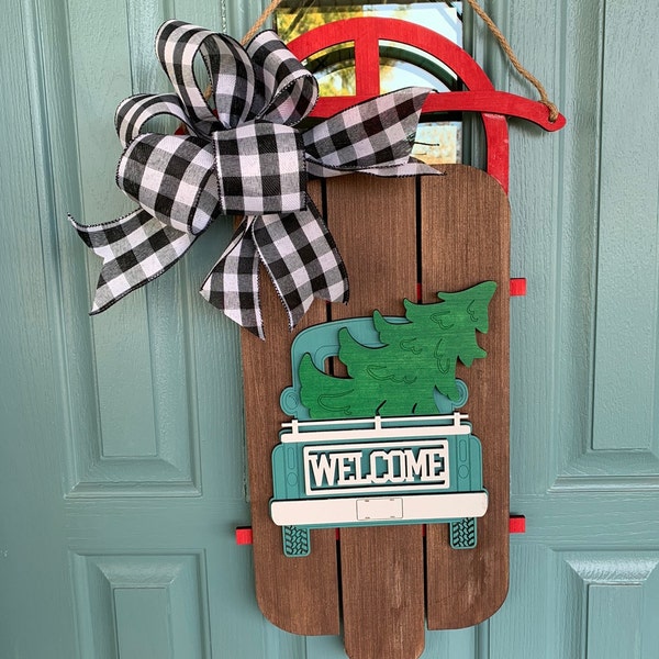 Runner Sled Holiday Layered Sign Base Hanging Vintage Style Decor ...