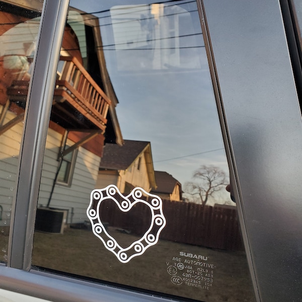 Bike Chain Heart Vinyl Decal | Biking Decal | Water Bottle Decal | Car ...