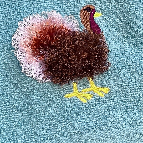 Fringed Fluffy Chenille Turkey Thanksgiving Thanks Fall Machine ...