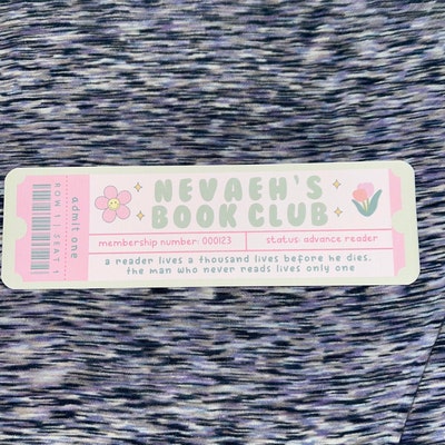 Green Customised Personalised Name Bookmark Personalized Book Club ...
