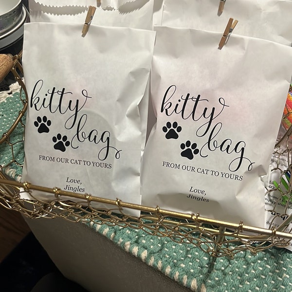Cat Treat Favor Bags, Wedding Kitty Bags, From Our Cat to Yours ...