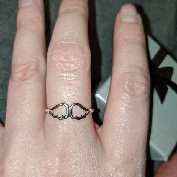Dainty Wings Ring, Sterling Silver, Angel Wing Ring, Angels Jewelry ...