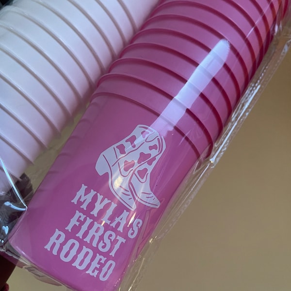 Personalized Cowgirl First Rodeo Party Cups, Pink & White, 16oz - Etsy