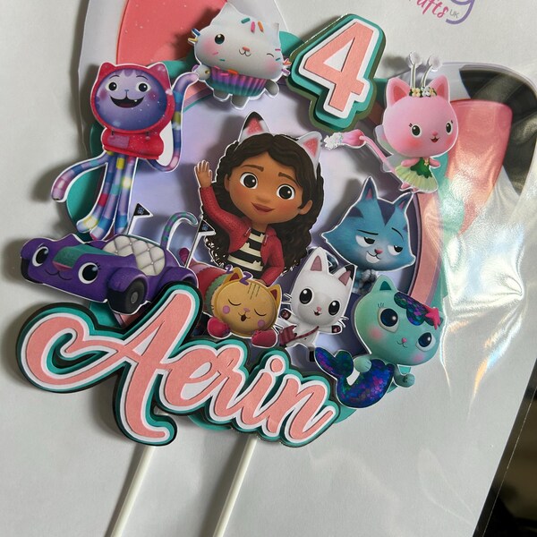 Personalised Gabby Dollhouse Cake Topper 3D With Name and Age - Etsy