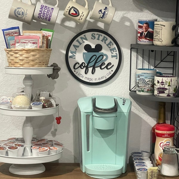 10" Main Street Coffee Sign // Disney-inspired Coffee Decor // Mickey ...