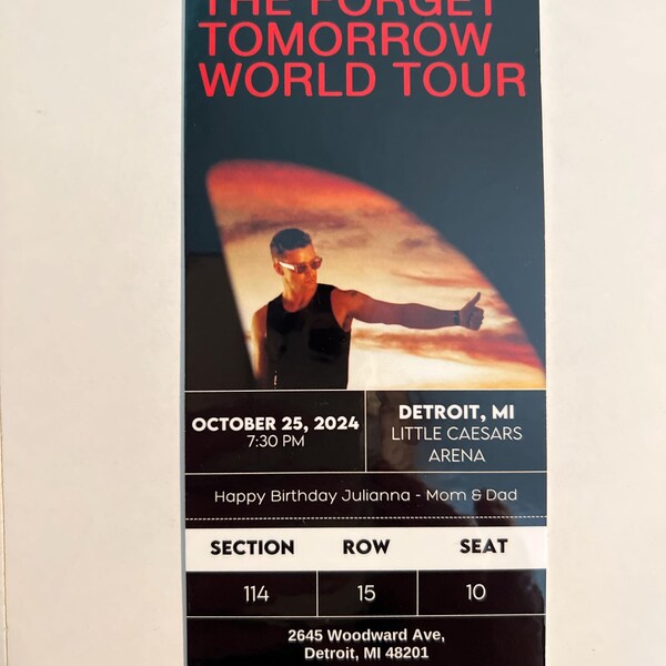 Physical Horizontal Ticket Custom Personalized Laminated Concert Ticket ...