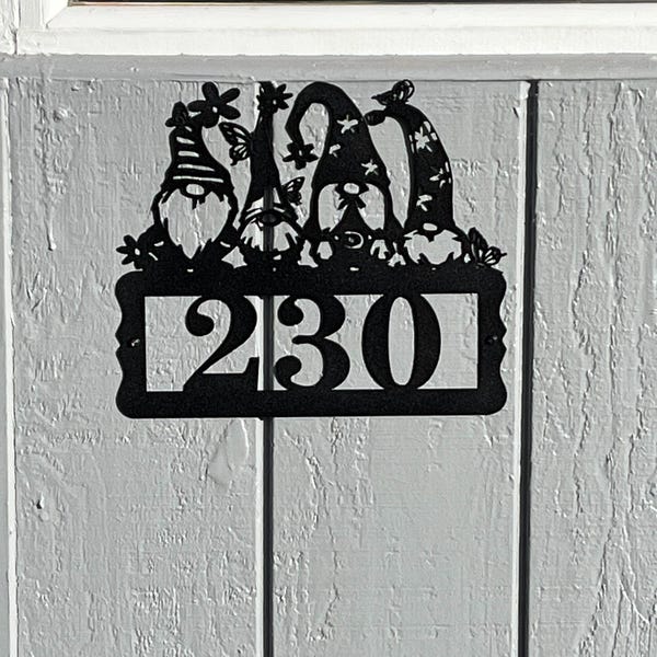 Gnome Address Plaque - Laser Cut Metal Home Decor, Housewarming Gift - Etsy