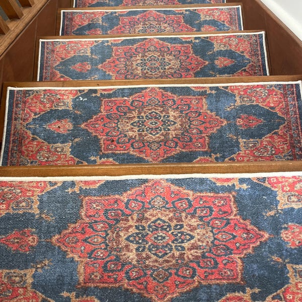 Custom Size Geometric Red Stair Runner Rugs - Non Slip Stair Treads ...