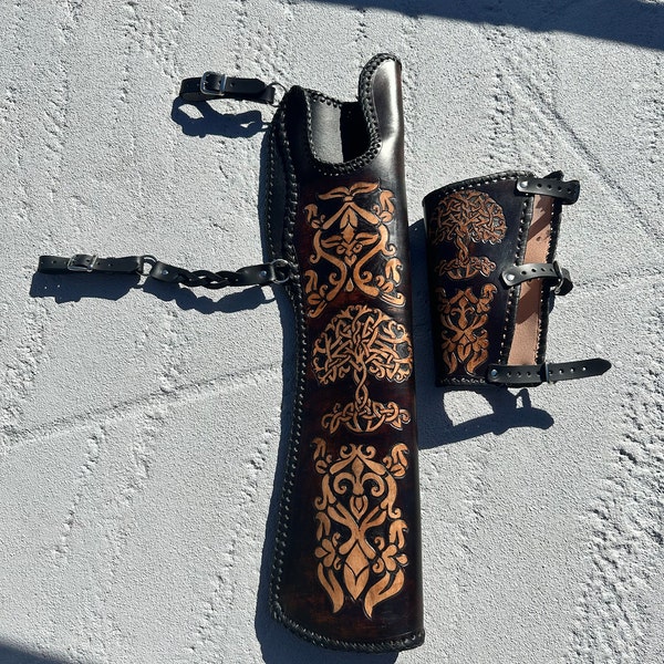Real Leather Side Quiver With Phoenix Motif / Archer Equipment ...