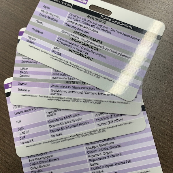 Nurse Nation 30 Horizontal Badge Reference Cards Set - Nursing, Lab ...