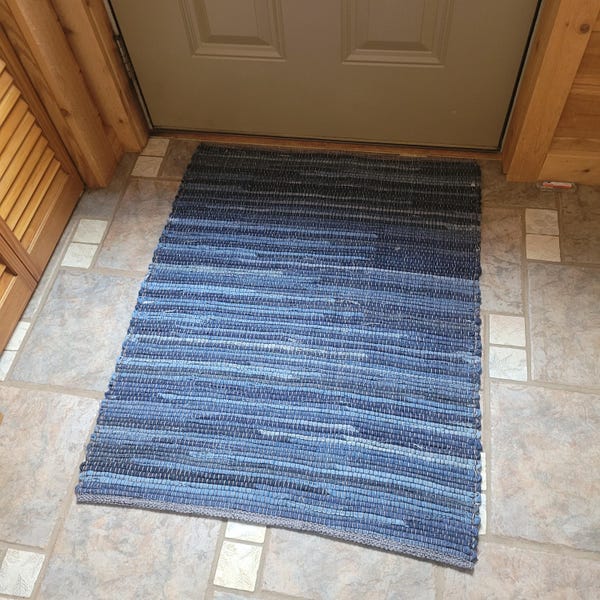 Handwoven Denim Rag Rug From Blue Jeans - Multiple to Choose From - Etsy