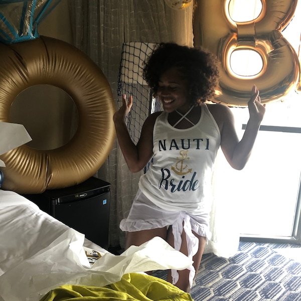 Lets Get Nauti Navy Blue Tank Tops Nautical Bachelorette Party Shirts ...