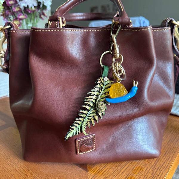 Ultra Realistic Fern Leather Bag Charm and Keyring Keychain Accessory ...