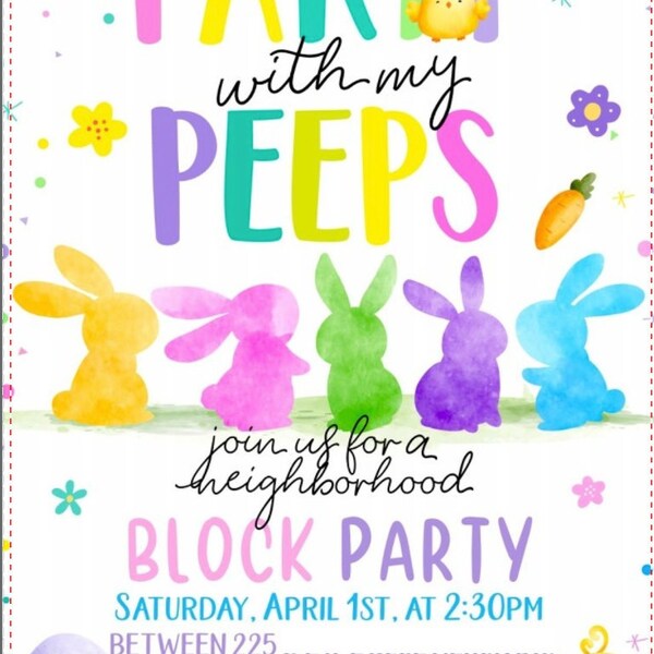 Easter Egg Hunt Invitation Editable,party With Peeps, Easter Bunny ...