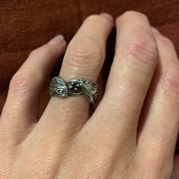 Raven Silver Ring Hugin and Munin, Norse Raven Jewelry, Chunky Silver ...