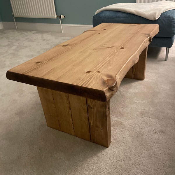 LINA Waney Edge Chunky Coffee Table Solid Rustic Wood - Etsy UK