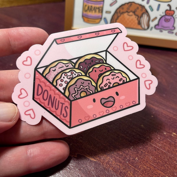 Box of Donuts Sticker| Waterproof Vinyl Sticker | Cute Donuts Sticker ...