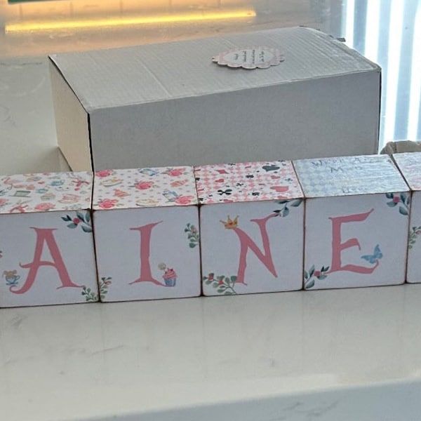 Boho Wildflowers, Animals and Doodles Personalized Baby Blocks MADE TO ...