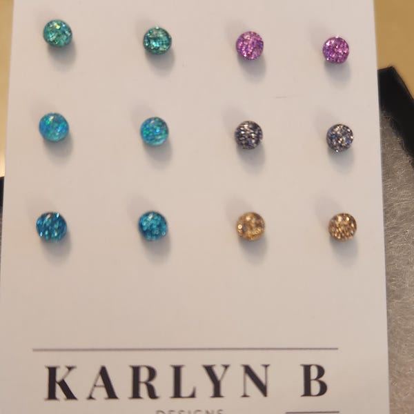 Build Your Own Five Pair Stud Earring Set - Colorful Dot Earrings ...