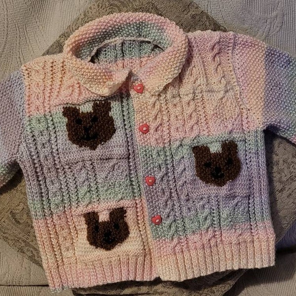 TB1 BABY/TODDLER Cute Teddy Bear Cardigan /motif Jacket Knitting ...