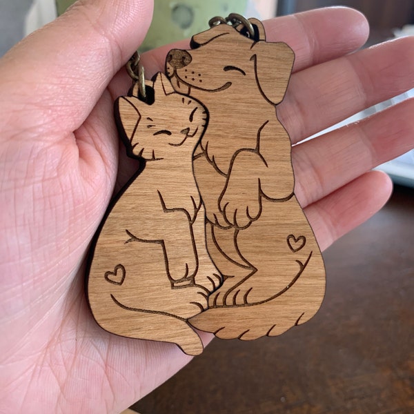 Dog and Cat Couple Keychains - Friendship or Relationship Matching ...