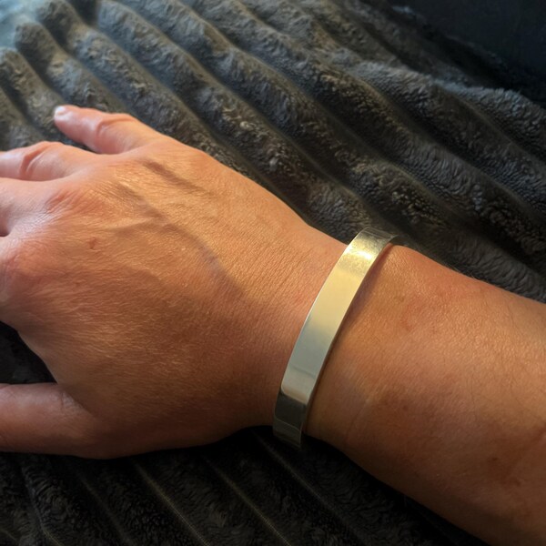 3oz, 18mm Wide Cuff Bangle / Mens Silver Bracelet / Heavy Silver Bangle ...