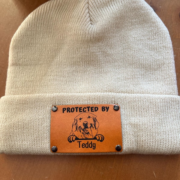 Custom Baby Beanie With Vegan Leather Patch for Boy Girl, Personalized ...