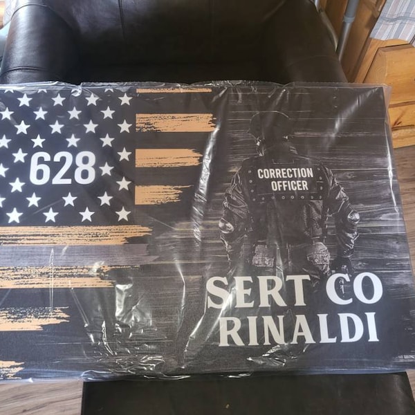 Half Flag Correctional Officer Badge Personalized Canvas, Custom Thin ...